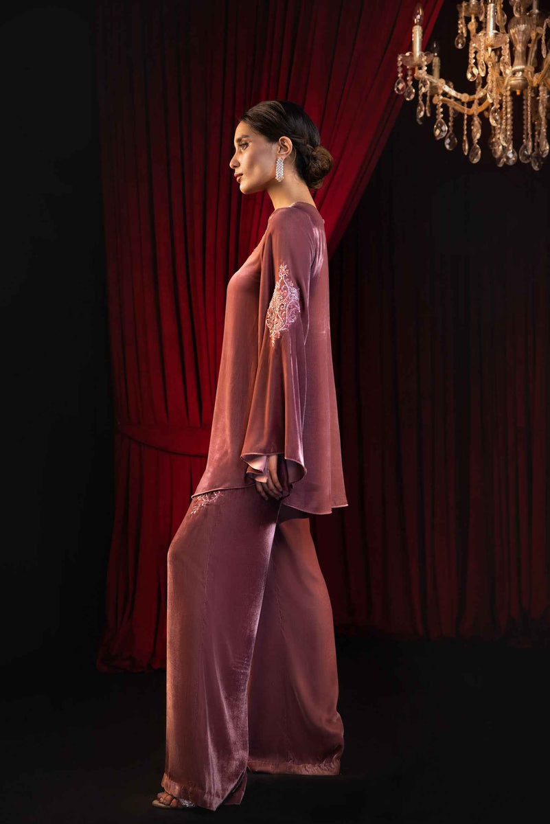 Dusky Mauve Velvet - Anam Akhlaq - Suit – anamakhlaq